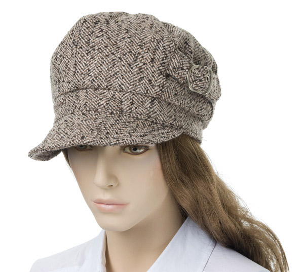 ballon cap with herringbone pattern