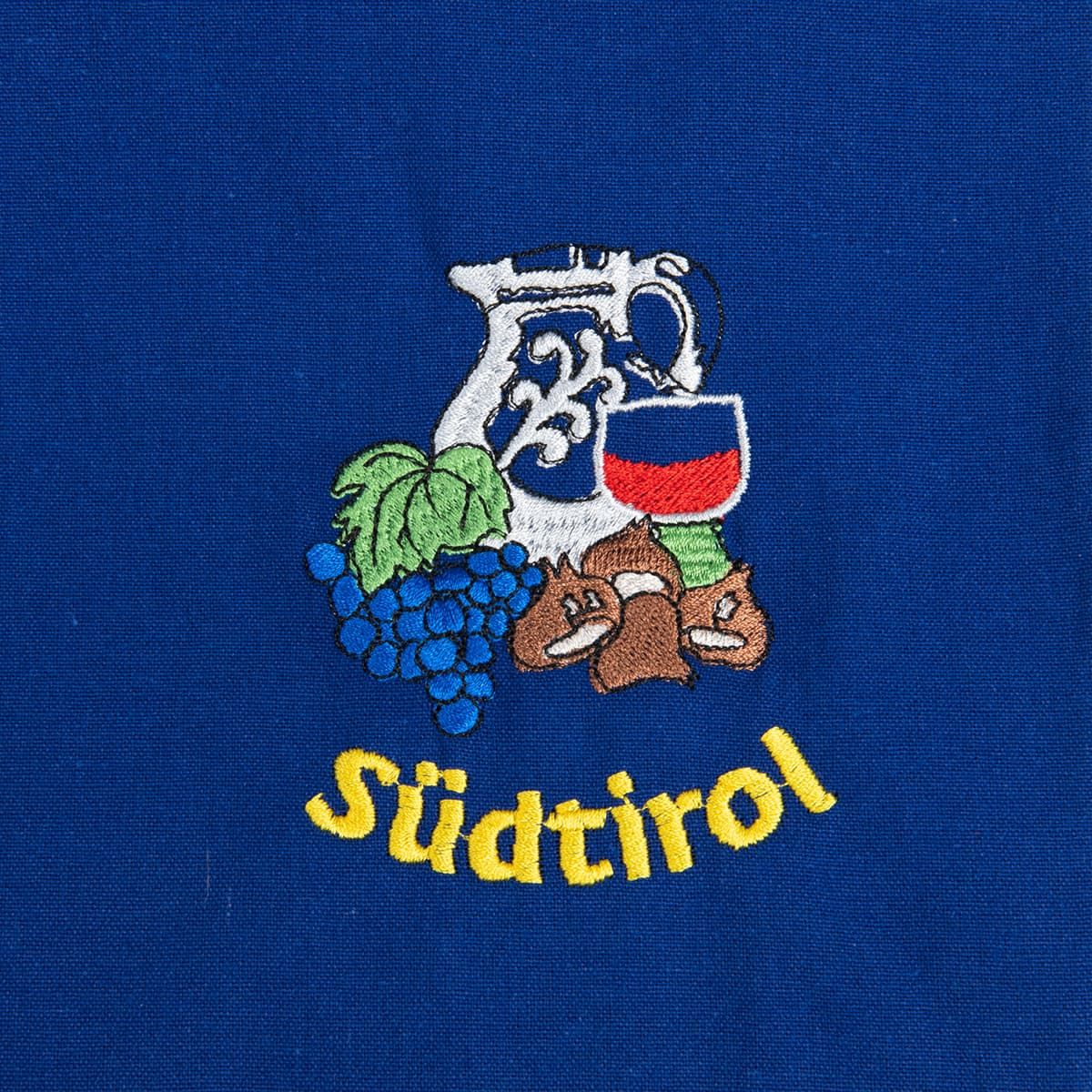Blue apron with South Tyrol jug design#