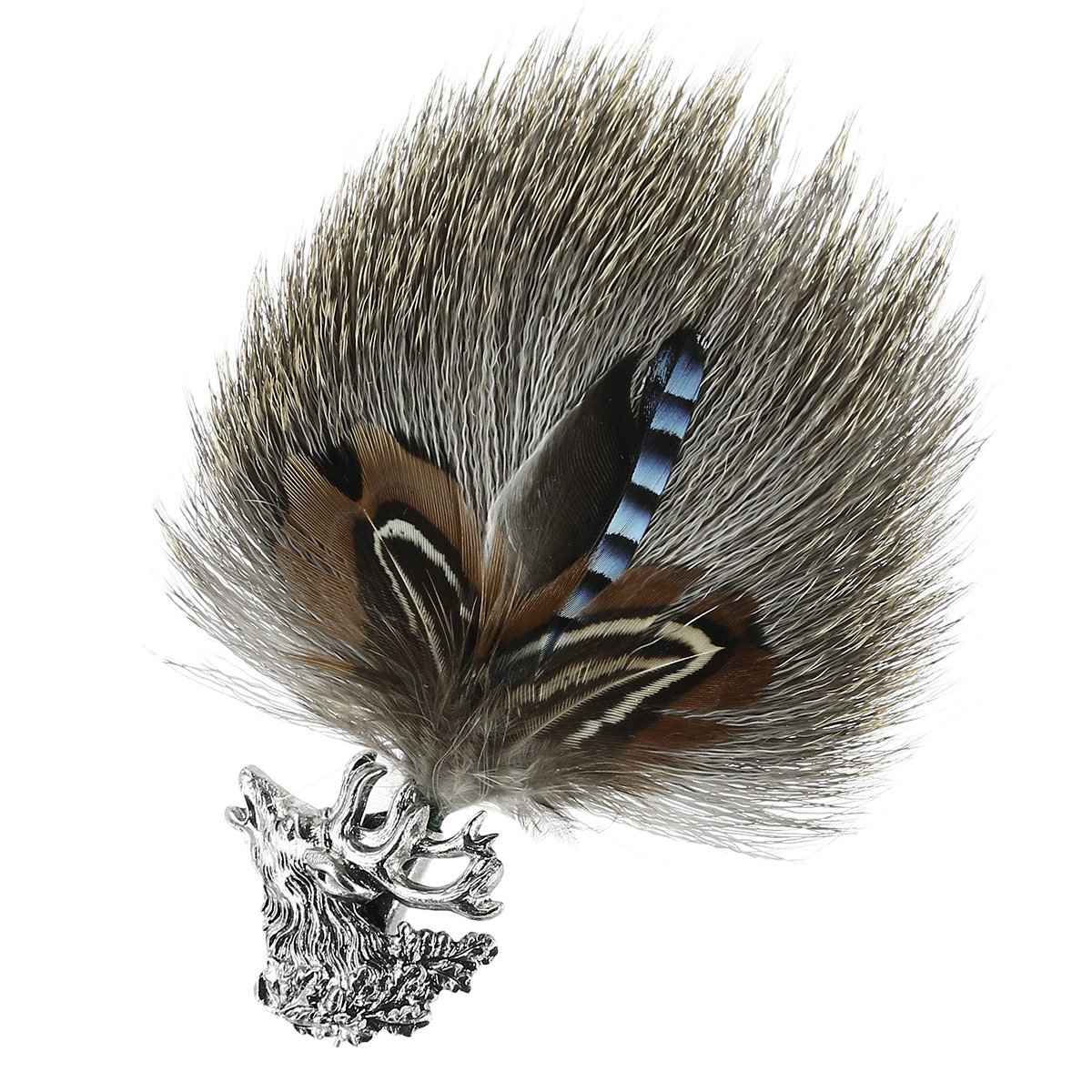 Feather arrangement with deer application --> Online Hatshop for hats ...