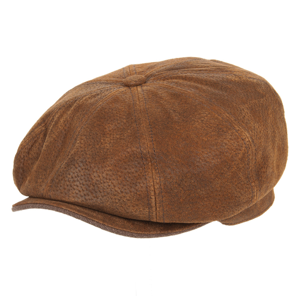 Flat cap in pure leather by Stetson