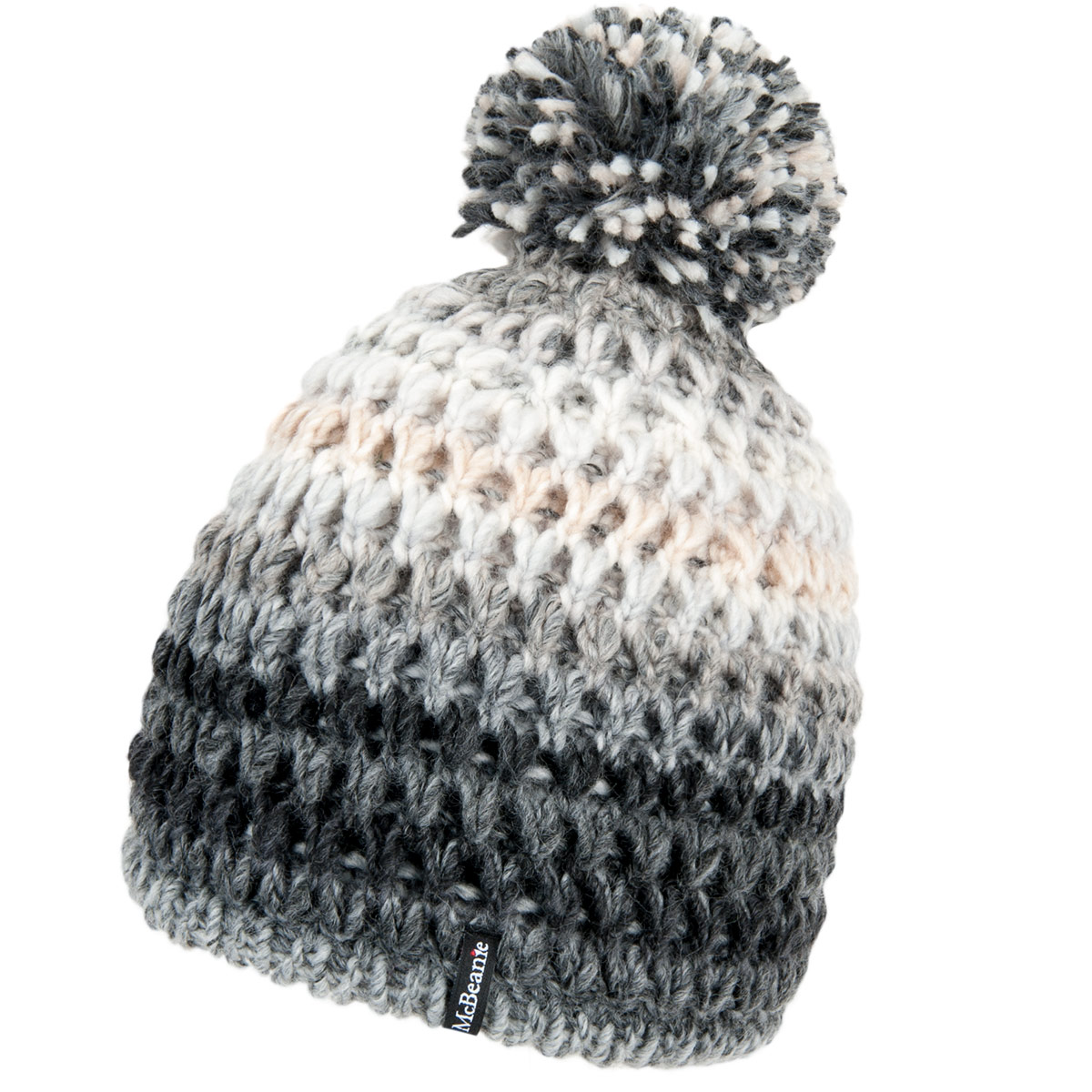 McBEANIE knitted beanie with pompom and lining in fleece produced in Italy McBEANIE knitted beanie with pompom and lining in fleece produced in Italy